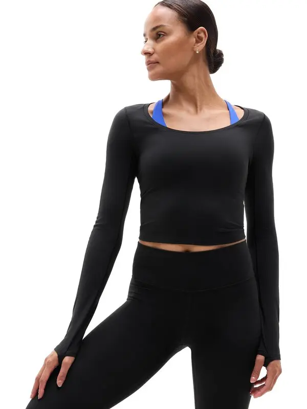Athleta Transcend Fitted Crop Top - Black