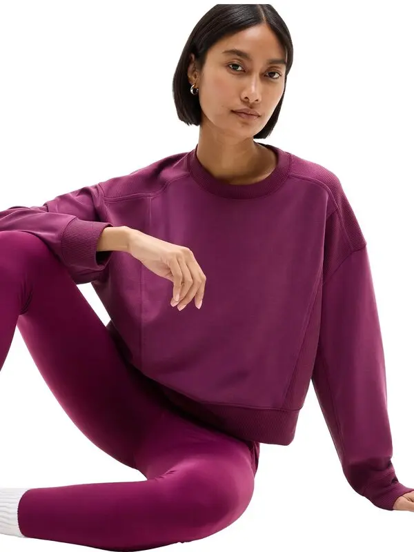 Athleta Seasoft Rib Crewneck Sweatshirt - Plum