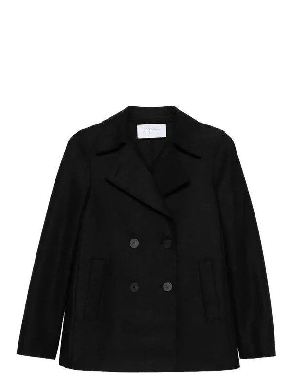Harris Wharf London Double-breasted Virgin Wool Jacket - Black