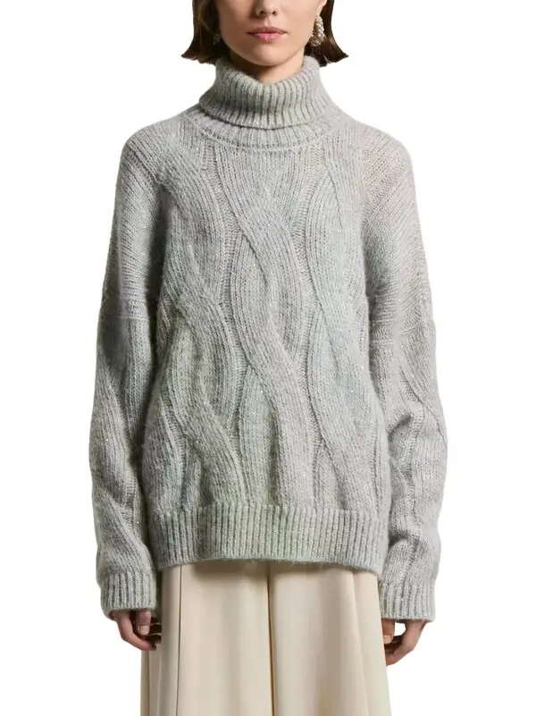 Peserico Cable-knit Turtleneck Sweater - Grey
