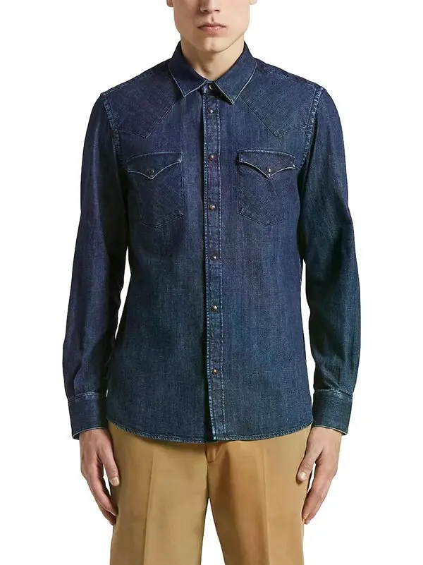 Peserico Long-sleeve Denim Shirt - Blue