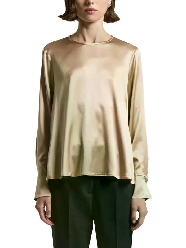 Peserico Round-neck Silk-blend Blouse - Neutrals