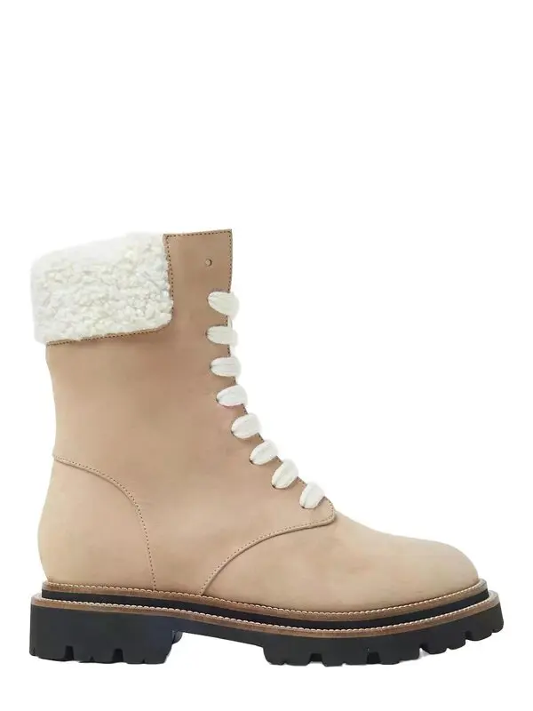 Peserico Lace-up Shearling-trim Boots - Brown