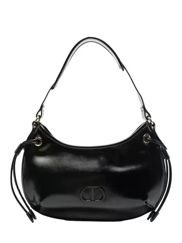 TWINSET Curved-handle Leather Shoulder Bag - Black