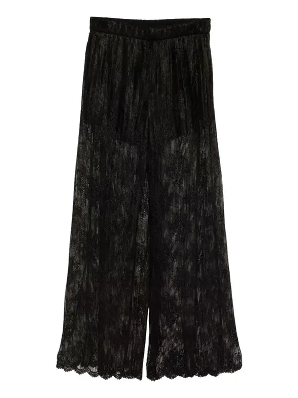 QUETSCHE Pleated Lace Trousers - Black