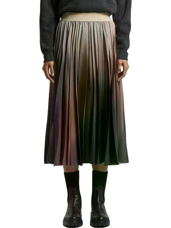 Peserico Pleated Ombre Midi Skirt - Brown