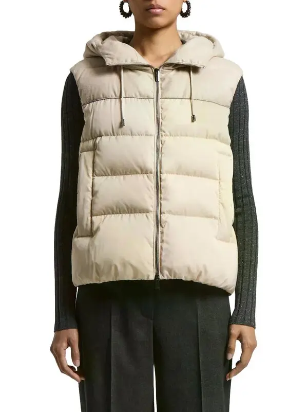 Peserico Hooded Quilted Vest - Neutrals