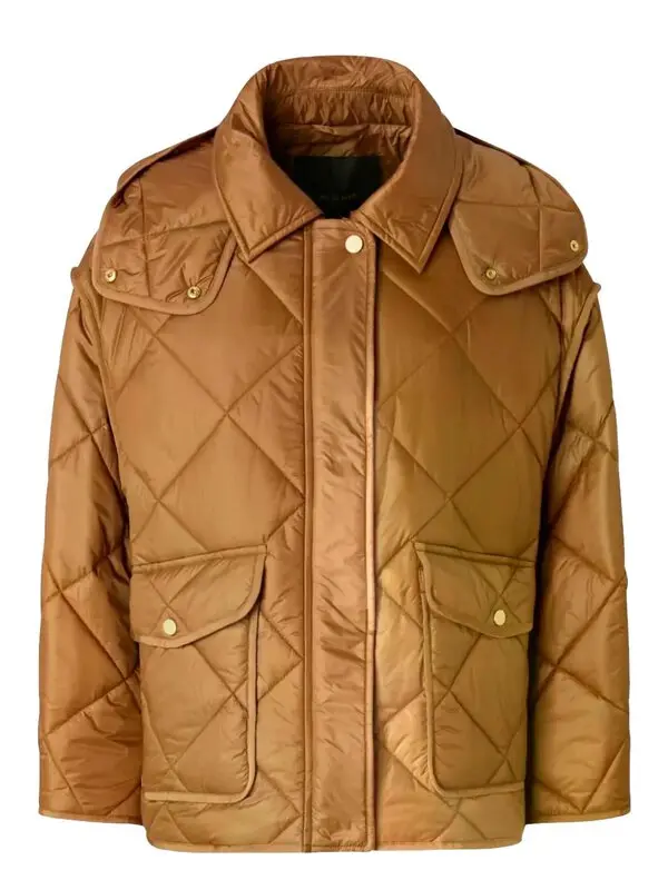 Pinko Quilted Hooded Jacket - Brown