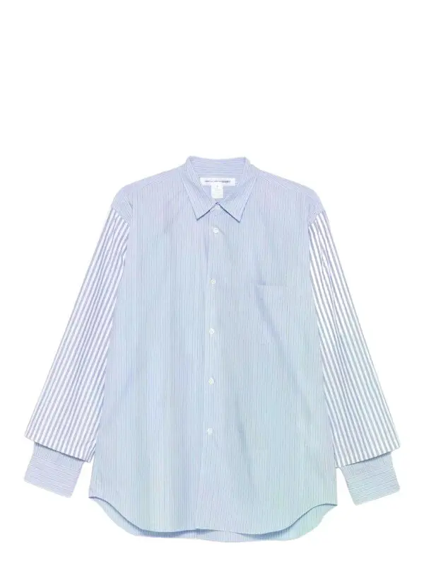Comme Des Garçons Striped Layered-sleeve Shirt - Blue