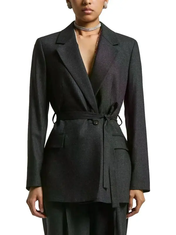 Peserico Belted Double-breasted Jacket - Grey