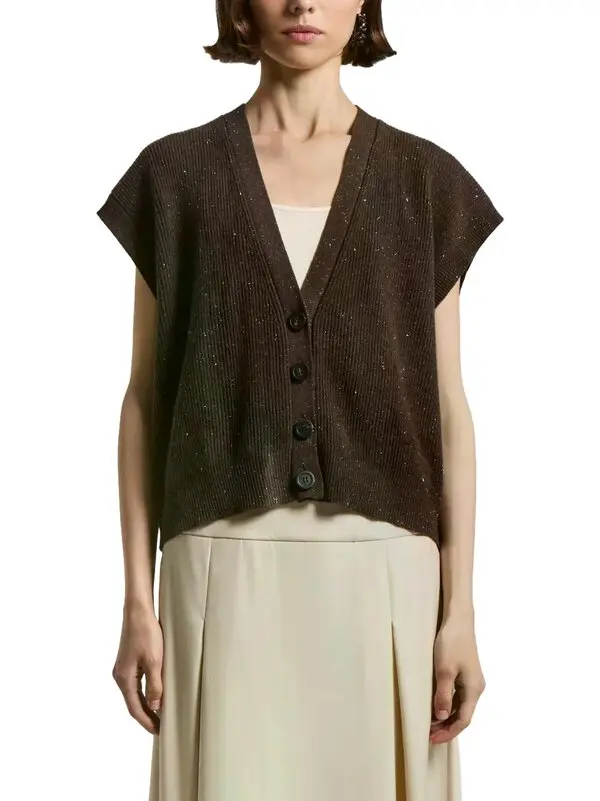 Peserico Speckled-effect Knit Cardigan - Brown