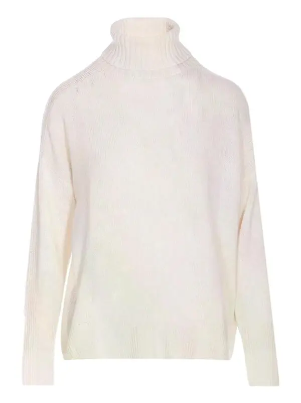 ALLUDE Ribbed Turtleneck Cashmere Sweater - White