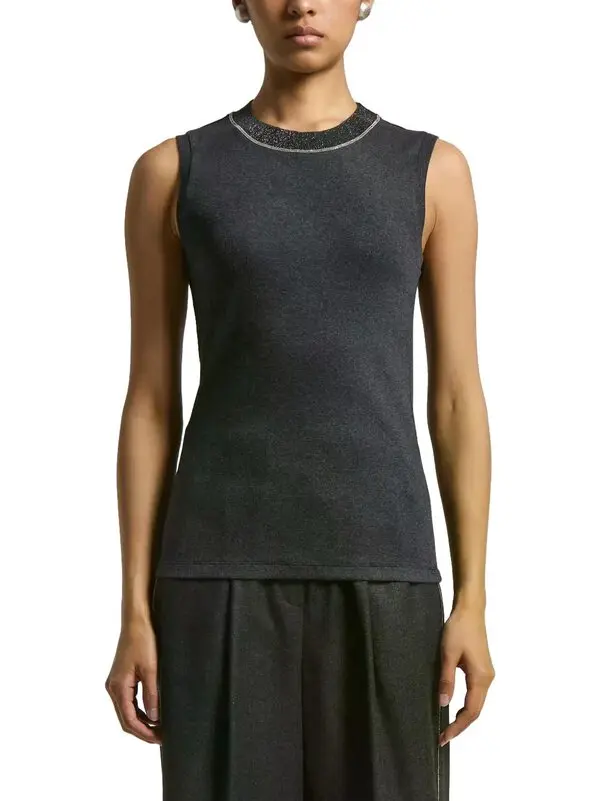 Peserico Embellished-neck Sleeveless Top - Grey