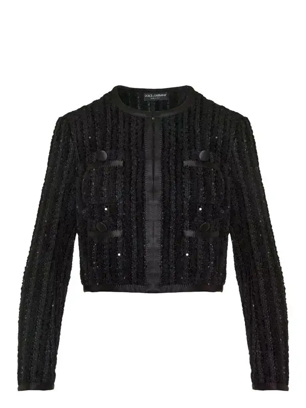 Dolce & Gabbana Sequin-embellished Tweed Jacket - Black