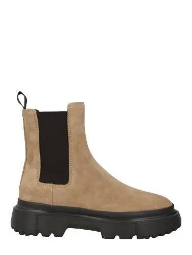 Hogan Suede Ankle Boots With Square Heel - Beige