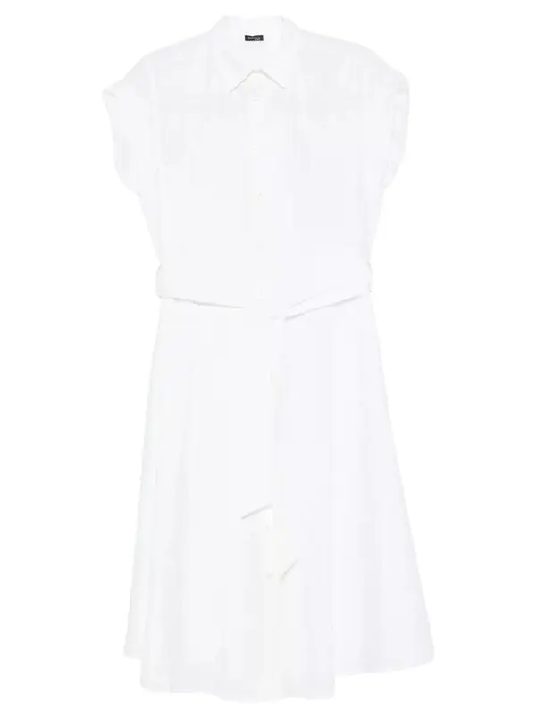 Kiton Belted Shirt Day Dress - White