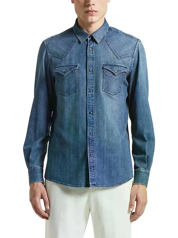 Peserico Long-sleeves Denim Shirt - Blue