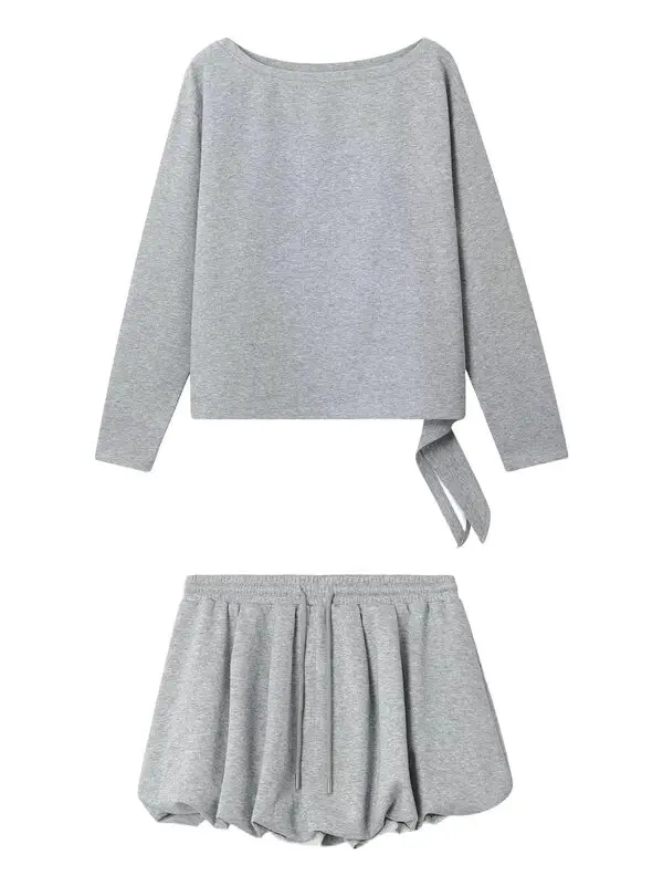B+AB Boat-neck Balloon-hem Set - Grey