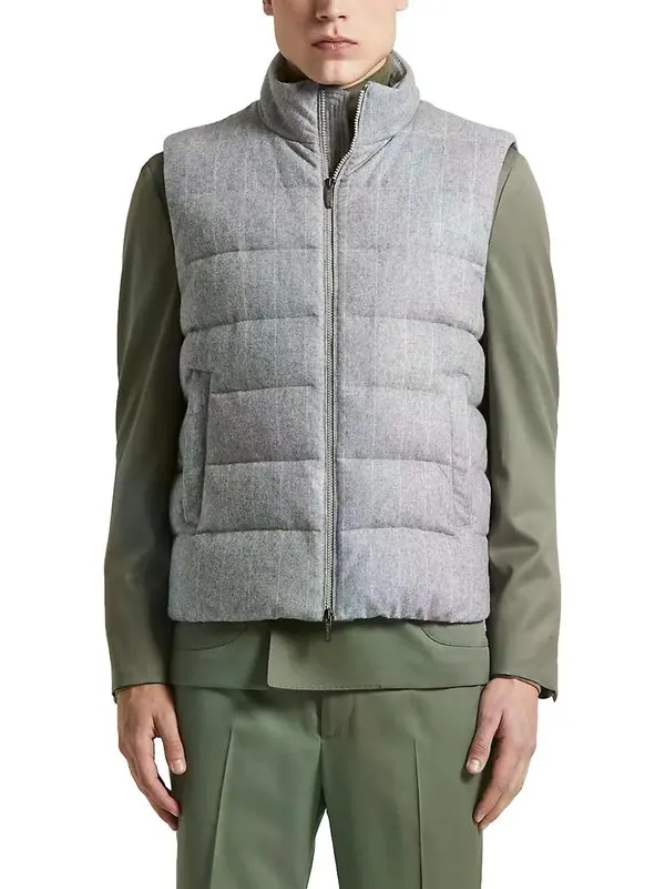 Peserico Pinstripe Quilted Gilet - Grey