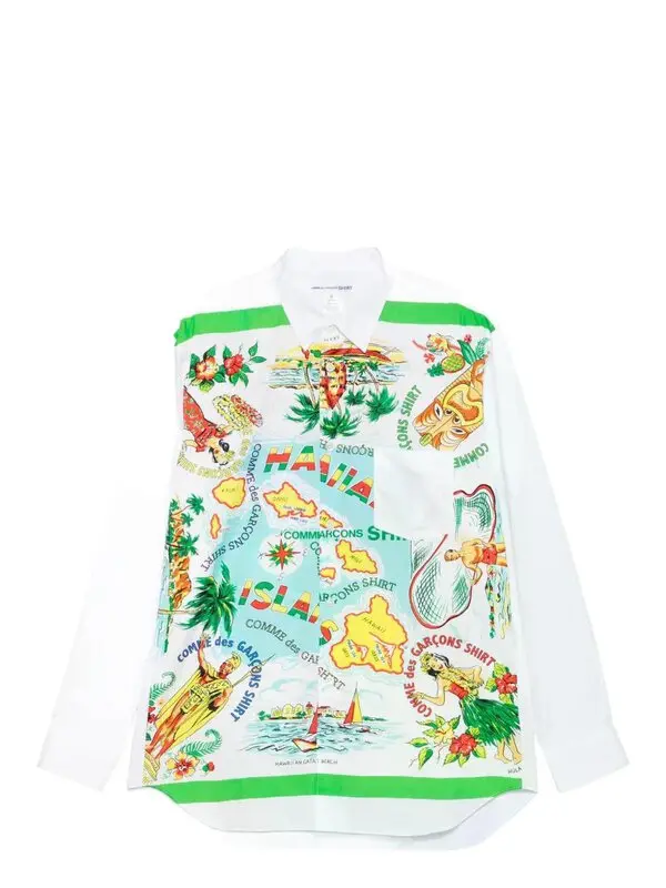 Comme Des Garçons Hawaiian-print Shirt - White