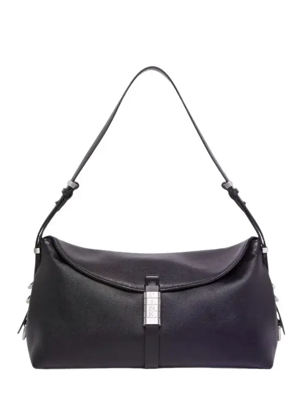 Pinko Medium Leather Saddle Shoulder Bag - Black