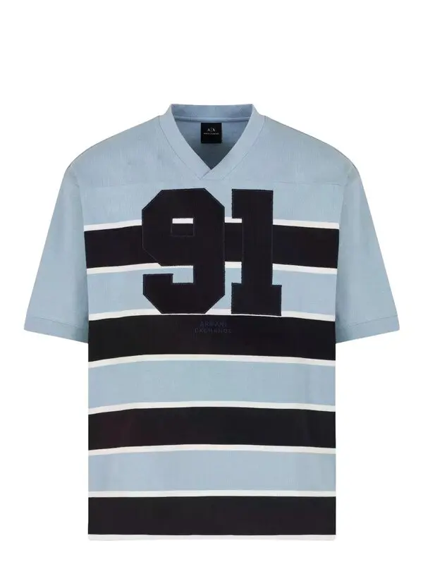 Armani Exchange Striped V-neck T-shirt - Blue