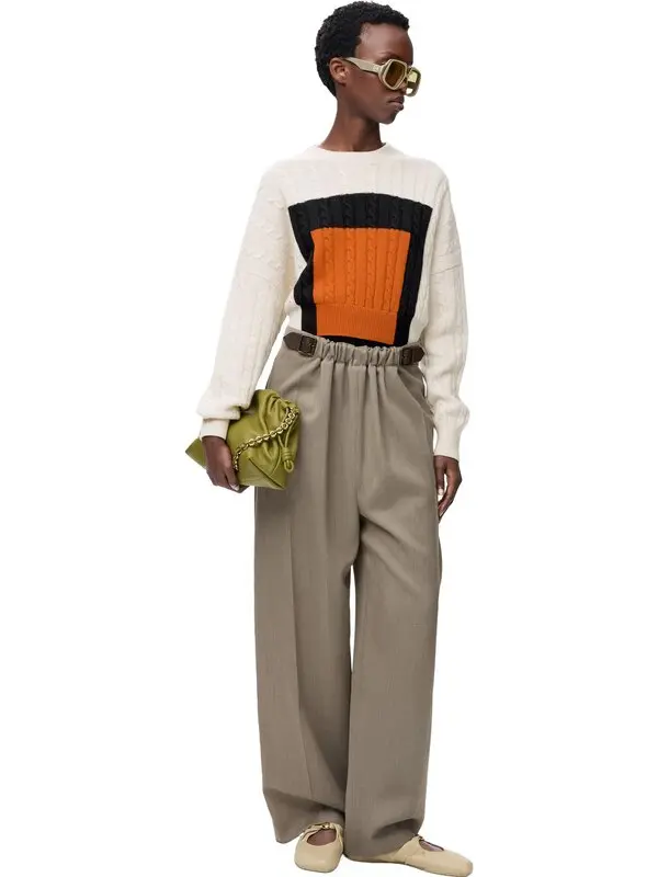 Loewe Sweater In Textured Wool - Light Ghost/ginger Orange