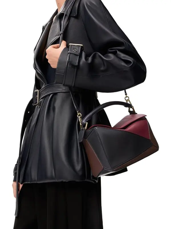 Loewe Small Puzzle Bag - Black/burgundy