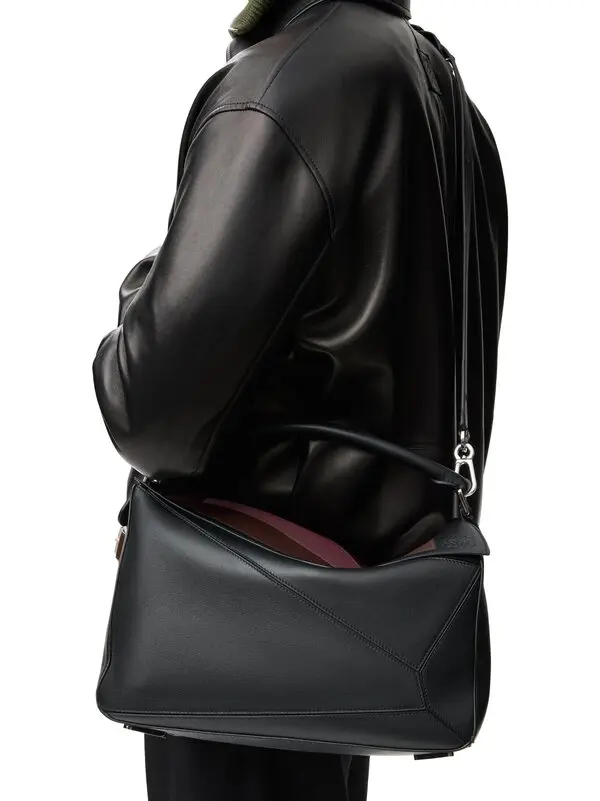 Loewe Large Puzzle Bag - Black/burgundy