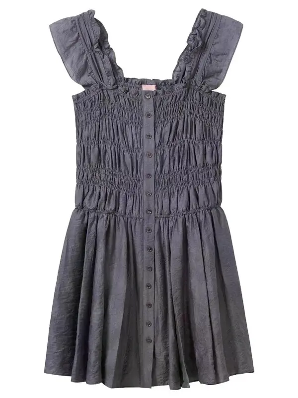 B+AB Ruffled Smocked Mini Dress - Grey