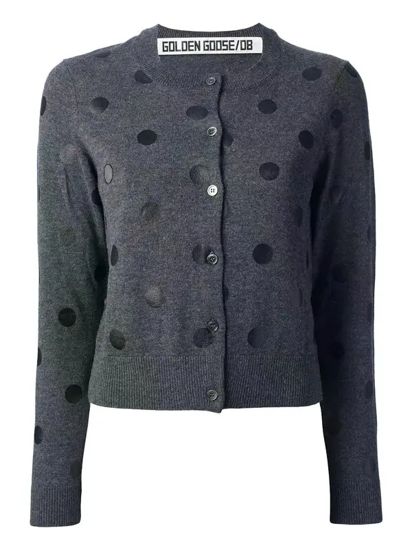 GOLDEN GOOSE Polka Dot Cashmere-wool Cardigan - Grey