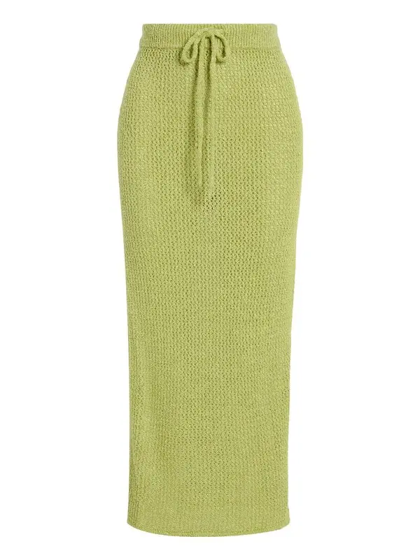 THE ELDER STATESMAN Selerino Bouclé-knit Mulberry Silk Maxi Skirt - Light Green