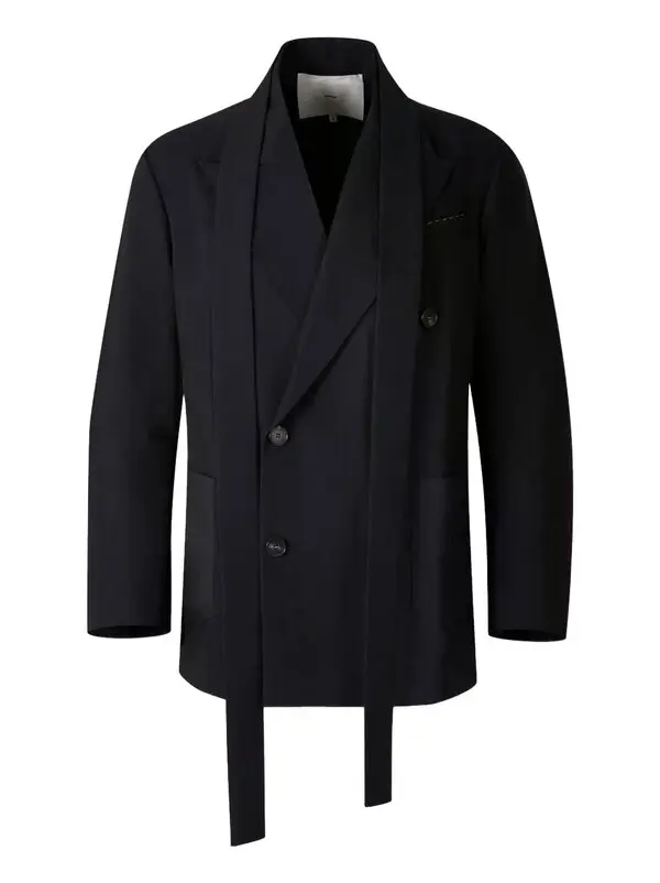 SETCHU Double-breasted Tie-detail Blazer - Black
