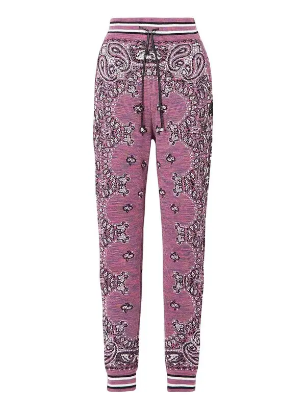 Amiri Embroidered Spacedyed Cotton-jacquard Track Pants - Violet