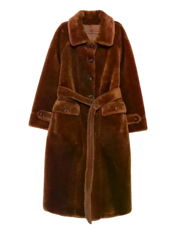 URBANCODE Belted Faux Fur Coat - Brown