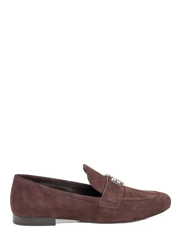 Tory Burch Suede Loafers With Logo - Brown