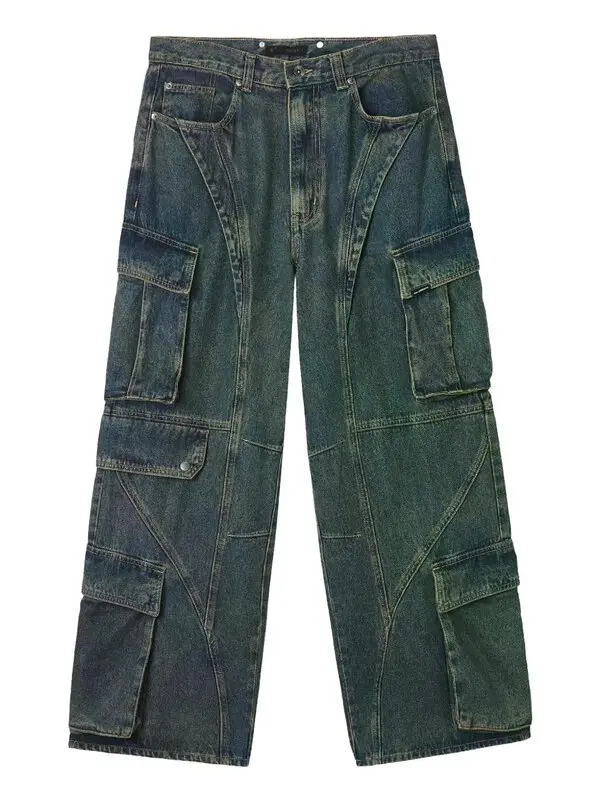 FIVE CM Cargo-pocket Panelled Jeans - Blue