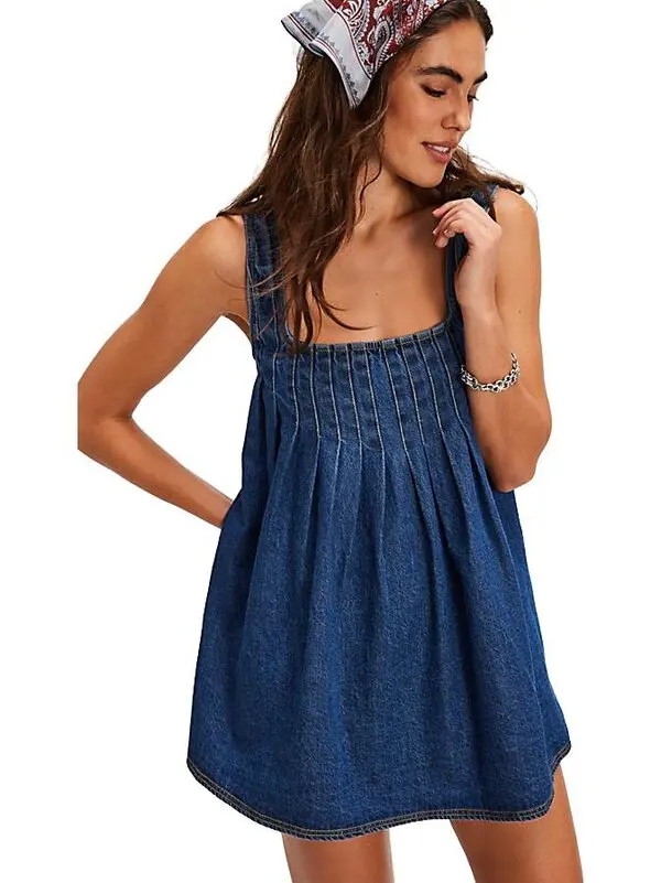 Free People Katie Denim Tunic - Deep Wash