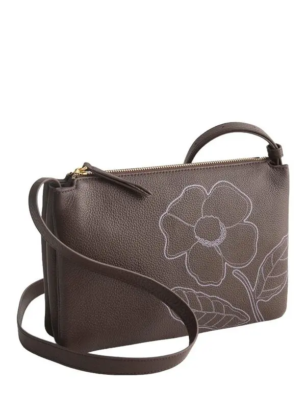VERA BRADLEY Foxbury Appliqué Floral Crossbody Bag - Brown
