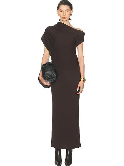 Staud Mabel Off-shoulder Wool Dress - Earth