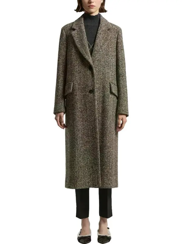 Peserico Herringbone Tweed Coat - Brown