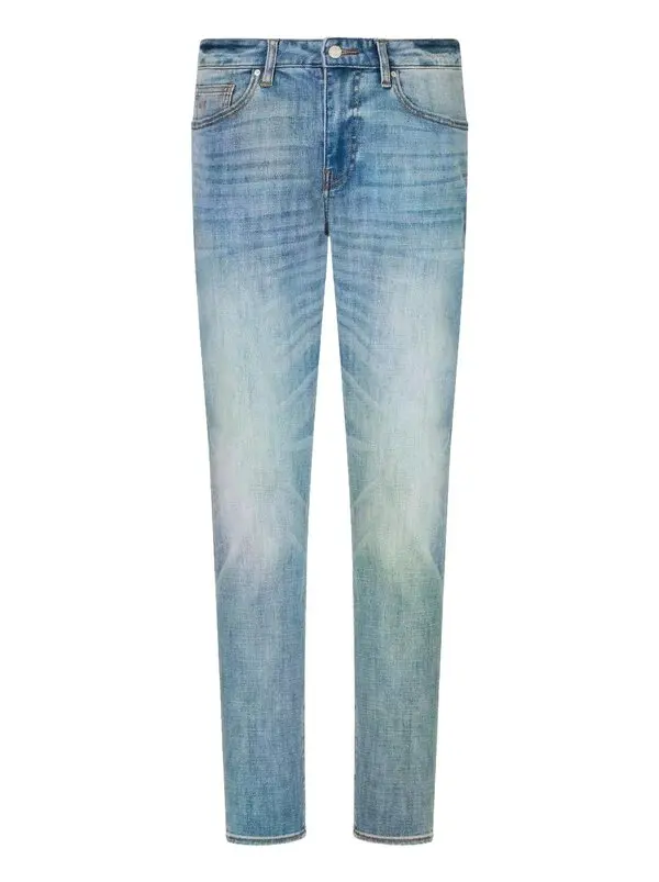Armani Exchange Faded-effect Five-pocket Jeans - Blue