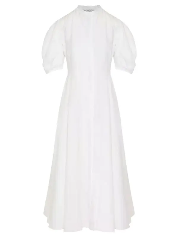 Gabriela Hearst Puff-sleeve Pleated Midi Dress - White