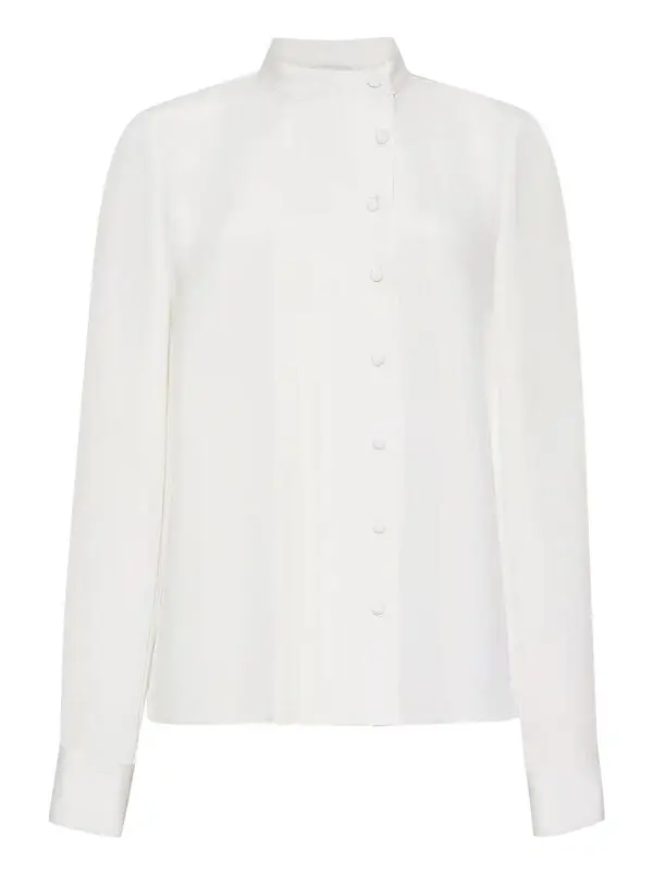 Adam Lippes Alina Pleated Long-sleeve Blouse - White