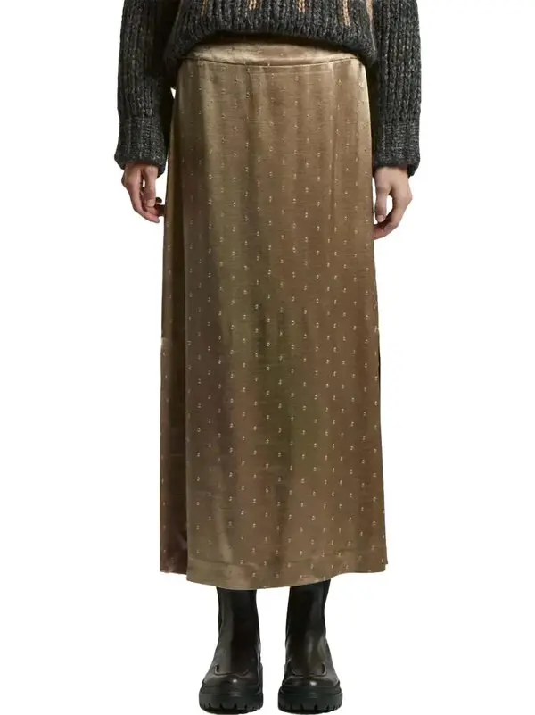 Peserico Satin-dot Midi Skirt - Brown