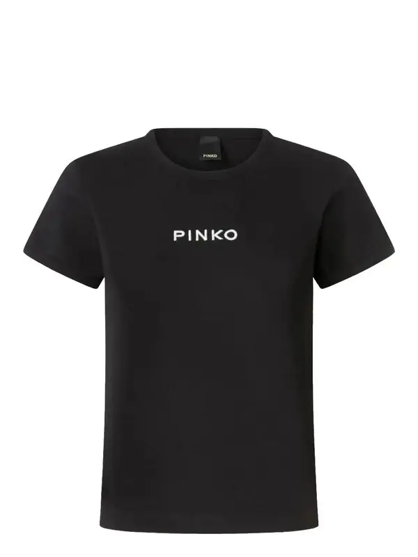 Pinko Logo-embroidered Cotton T-shirt - Black