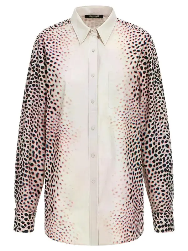 Roberto Cavalli Printed Mini Shirt Dress - Neutrals