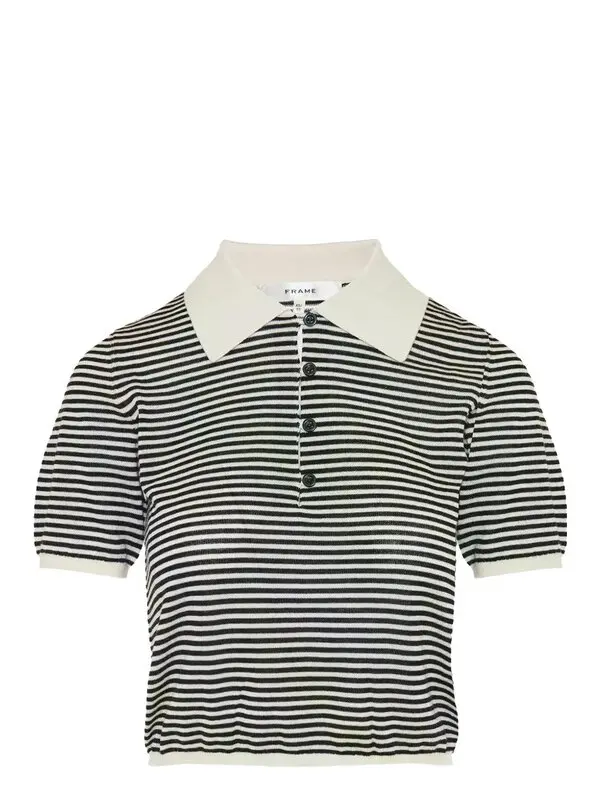 FRAME Striped Polo Shirt - Neutrals
