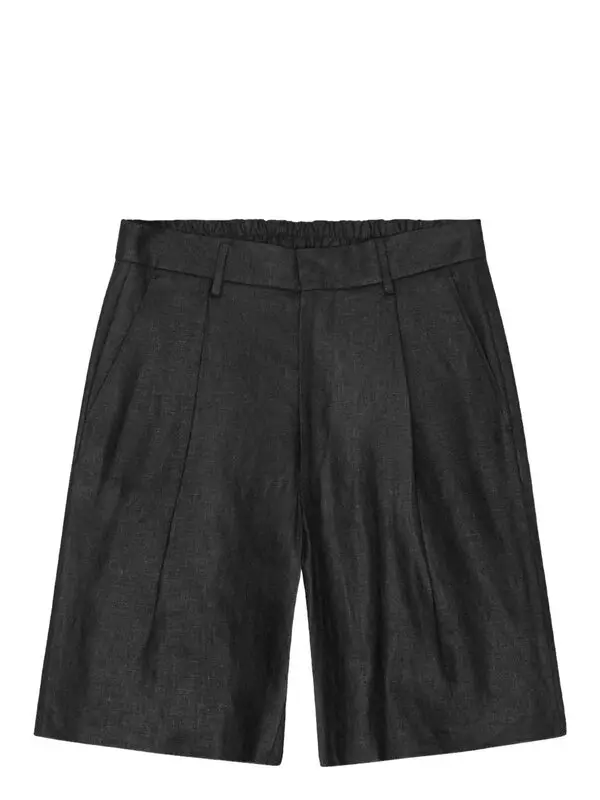 Nn07 Dared Linen Shorts - Black