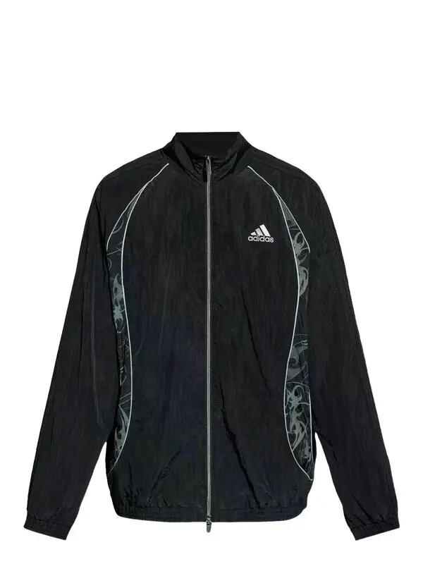 Adidas Embroidered Graphic-panel Track Jacket - Black